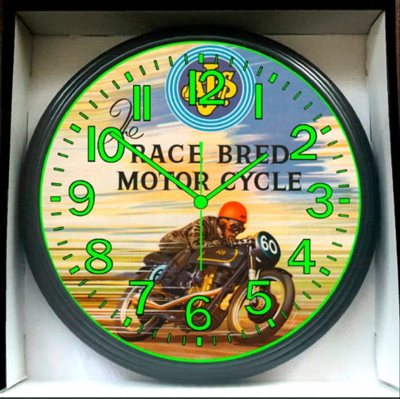 Wall Decor | The Race Bred Motorcycle Glow In The Dark Wall Clock New ...
